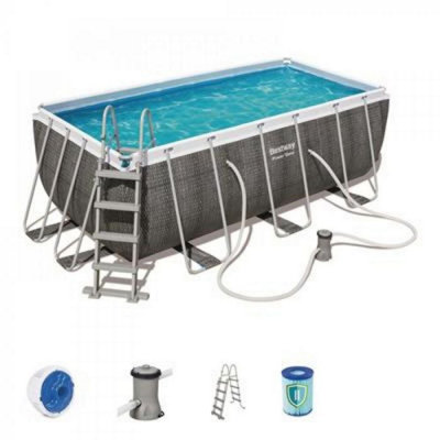 Bestway 13'6ft x 6' 7ft x 48in Power Steel Rattan Pool Set