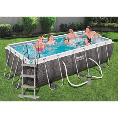 Bestway 13'6ft x 6' 7ft x 48in Power Steel Rattan Pool Set