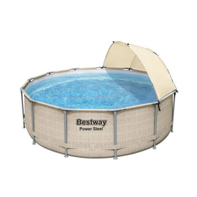 Bestway 13ft x 42in Power Steel Pool Set Above Ground Swimming Pool (11 ...