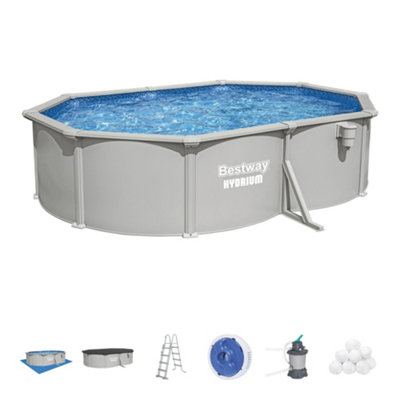 Bestway 16ft 5in Hydrium Oval Steel Wall Above Ground Pool Set, Family ...