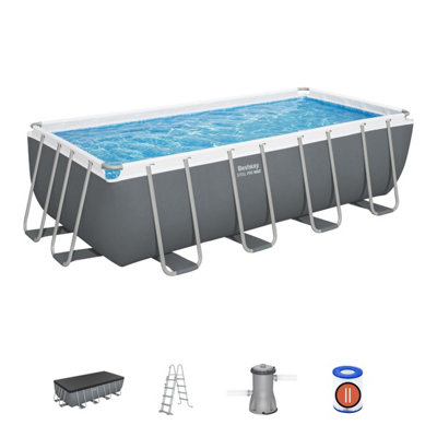 Bestway 16ft Above Ground Pool Set, Rectangular Swimming Pool Set