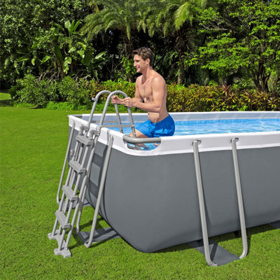 Bestway 16ft x 8ft x 48" Rectangular Power Steel Above Ground Swimming ...