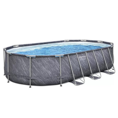 Bestway 20ft Power Steel Oval Frame Pool Set with Sand Filter Pump ...