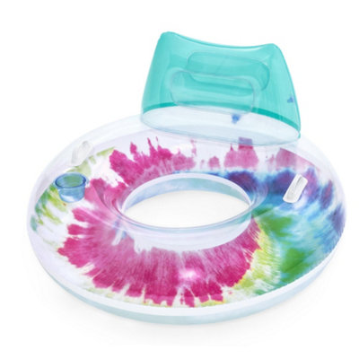 Bestway 46 inch Inflatable Swim Ring with Headrest and Cup Holder