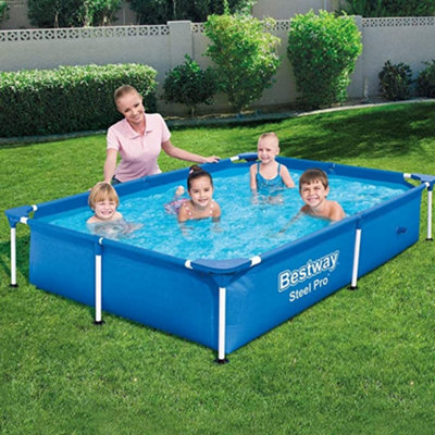 Buy Bestway 7.3Ft Rectangular Frame Swimming Pool Steel Pro Paddling ...