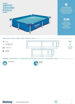 Buy Bestway 7.3Ft Rectangular Frame Swimming Pool Steel Pro Paddling ...
