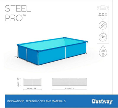 Buy Bestway 7.3Ft Rectangular Frame Swimming Pool Steel Pro Paddling ...