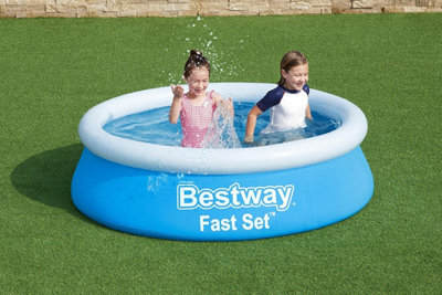 Bestway Fast Set 6 Foot x 20 Inch Round Inflatable Above Ground Outdoor ...