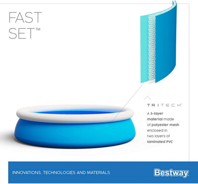 Bestway Fast Set 6 Foot x 20 Inch Round Inflatable Above Ground Outdoor ...