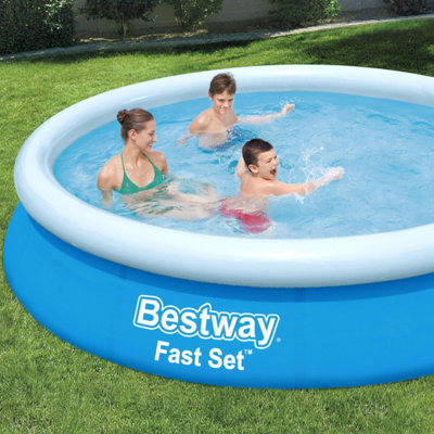 Bestway Fast Set Round Pool Bundle, 12FT Swimming Pool, Blue