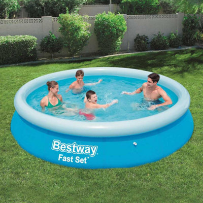 Buy Bestway Fast Set Swimming Pool Above Ground Blue Inflatable 12ft x ...