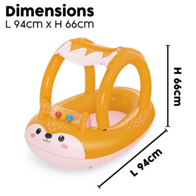 BESTWAY INFLATABLE BABY SWIM FLOAT WITH CANOPY, INFLATABLE POOL TOY FOR ...