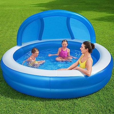 Bestway Kids Paddling Pool, Inflatable Portable Swimming Pool with Sunshade