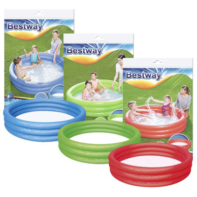 Bestway Paddling Pool 3 Ring Kids' with Repair Patch, 152x30cm, Colour ...