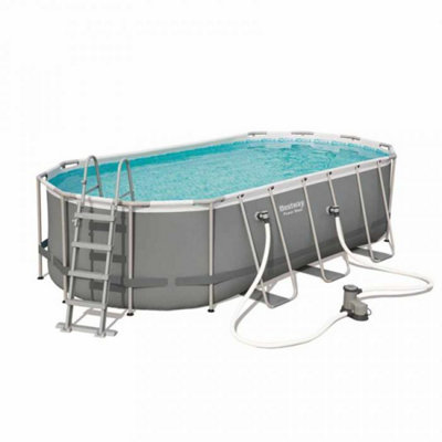 Bestway Power Steel Oval 18ft x 9ft x 48in Pool with Flowclear Filter Pump | DIY at B&Q
