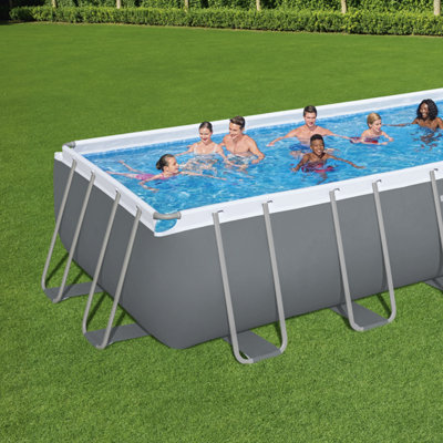 Bestway Power Steel Rectangular 21ft x 9ft x 52" Above Ground Swimming ...