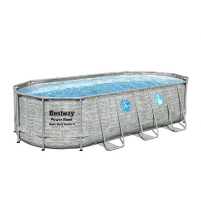 Bestway Power Steel Swim Vista Series™ 18ft x 9ft x 48in Oval Pool Set with Filter Pump | DIY at B&Q