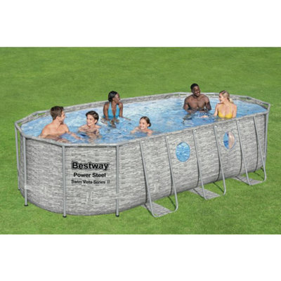 Bestway Power Steel Swim Vista Series™ 18ft x 9ft x 48in Oval Pool Set with Filter Pump