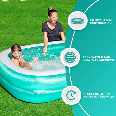 Bestway Rectangular Inflatable Swimming Pool Family Garden Paddling ...