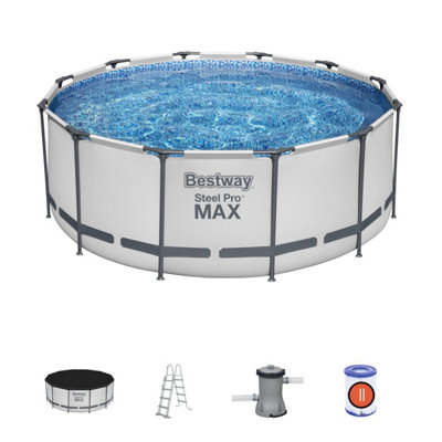 Bestway Steel Pro Max Round Pool Set, 12' X 48" Swimming Pool, White