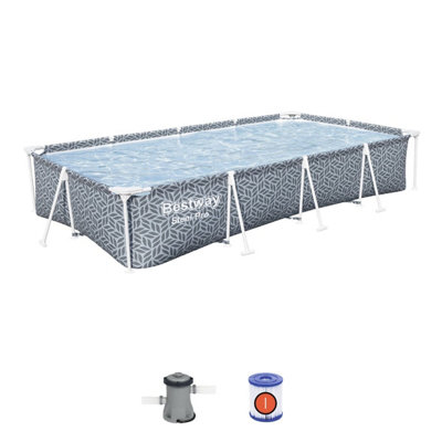 Bestway Steel Pro Rectangle Above Ground Pool, Leaf Design, 12ft ...