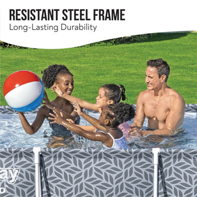 Bestway Steel Pro Rectangle Above Ground Pool, Leaf Design, 12ft ...