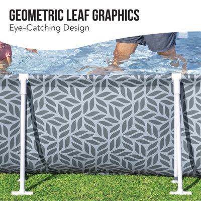Bestway Steel Pro Rectangle Above Ground Pool, Leaf Design, 12ft ...
