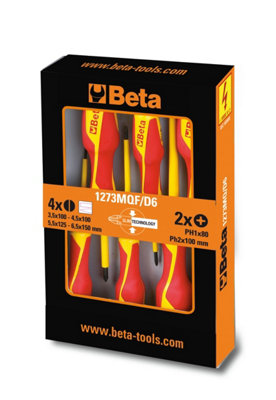 Beta Tools 1273MQF D6 Phillips Slotted Insulated 6-Piece Screwdriver