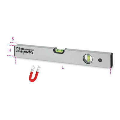 Beta Tools 1696B 600 Magnetic Base Aluminium Spirit Level 600mm