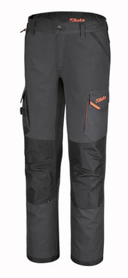 Beta Tools 7818G Grey Orange Multi-Pocket Stretch Fabric Work Trousers S