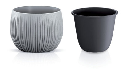 Beton effect Bowl Plastic Flower Plant Garden Indoor Outdoor Planter ...