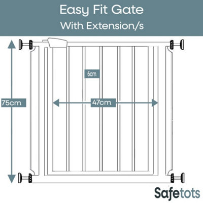 Bettacare Easy Fit Gate, 100.8cm - 108.8cm, White, Pressure Fit Stair ...