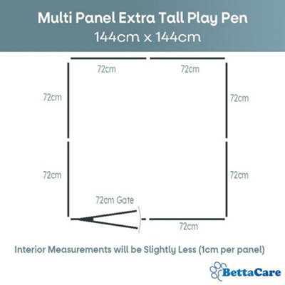 Bettacare Extra Tall Pet Pen, 144cm x 144cm, Black, 105cm High, Dog Pen ...