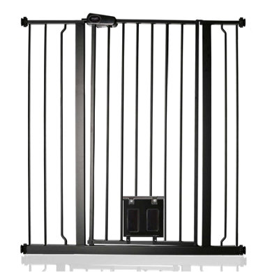 Bettacare Pet Gate with Lockable Cat Flap, 94.3cm - 101.9cm, Black ...