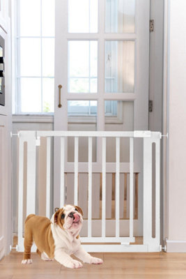 Bettacare Wooden Elegance Dog Gate, White, 105cm - 113cm, Pressure Fit Pet Gate, 73cm Extra Wide ...
