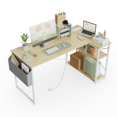 BEXEVUE Beige Small L Shaped 100x70cm Reversible Computer Gaming Desk ...