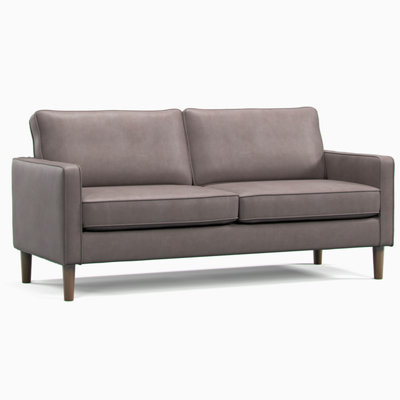 Bexhill Grey Faux Leather Boxed Arm 3 Seater Sofa