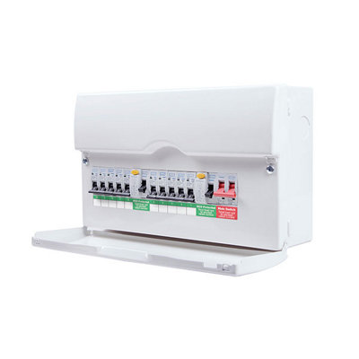 BG 10 Way Dual RCD Metal Consumer Unit With 10 X MCBs, CFUDP18610