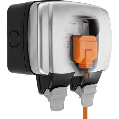 BG Decorative Weatherproof 13A Double Switched Socket With RCD IP66