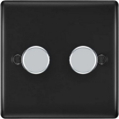 BG Electrical Double Dimmer Black Chrome 400W Lighting Control Switch 2 ...