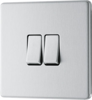 BG Electrical FBS42 Nexus Screwless Flat-Plate Double Light Switch ...