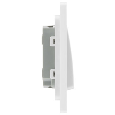 BG Evolve 20A Double Wall Light Switch, Wide Rocker, Brushed Steel