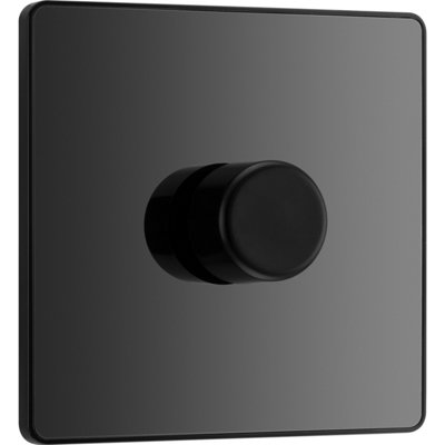 BG Evolve Black Chrome 200W Single Dimmer Switch, 2-Way Push On/Off ...