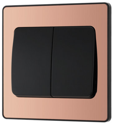 BG Evolve PCDCP42WB Polished Copper 2 Gang 20A 16AX 2 Way Wide Rocker ...