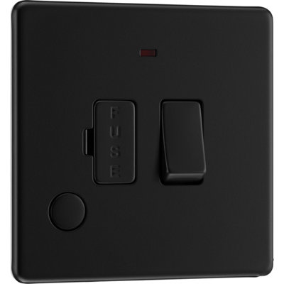 BG Flatplate Switched FCU with LED and Flex Outlet, Matt Black