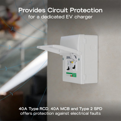 BG Fortress IP20, 5 Module Populated EV Kit 40A 30mA RCD Type A, 40A ...