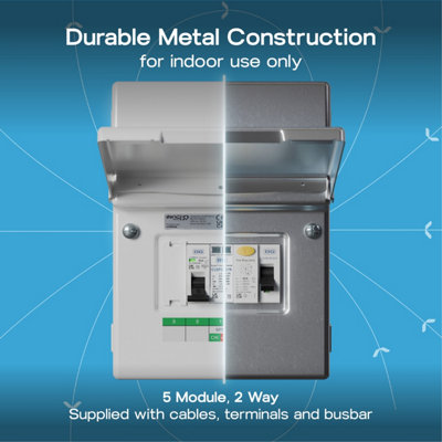 BG Fortress IP20, 5 Module Populated EV Kit 40A 30mA RCD Type A, 40A ...