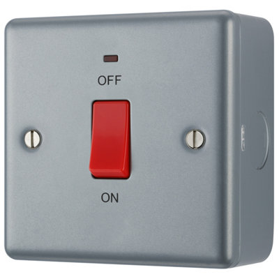 BG Metal Clad 45A Square Double Pole Switch With Power Indicator