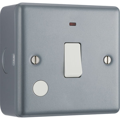BG Metal Clad Double Pole Switch, LED & Flex Outlet, Scratch Resistant
