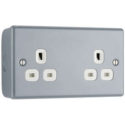 BG Metal Clad Double Unswitched 13A Socket | DIY at B&Q